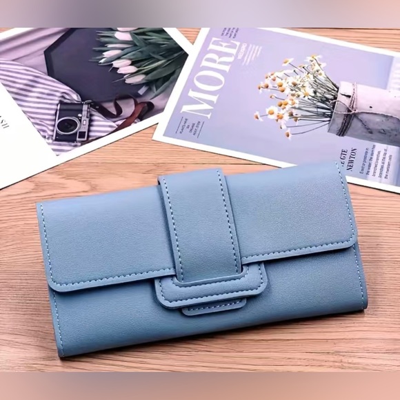 Bags | Brand New Elegant Light Blue Trifold Wallet | Poshmark